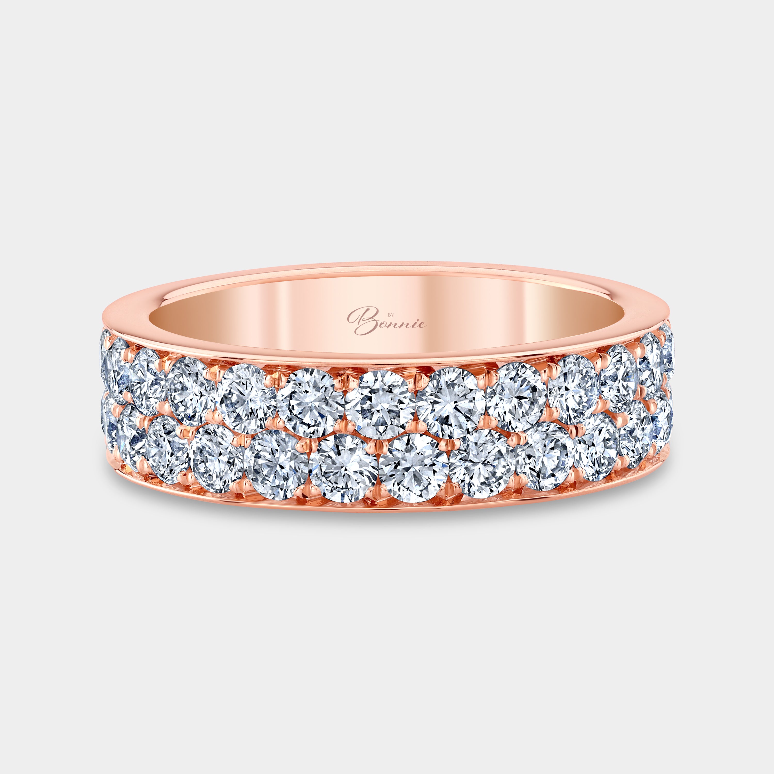 2ct Round Diamond Double Row Pave Rose Gold Eternity Band – By Bonnie ...