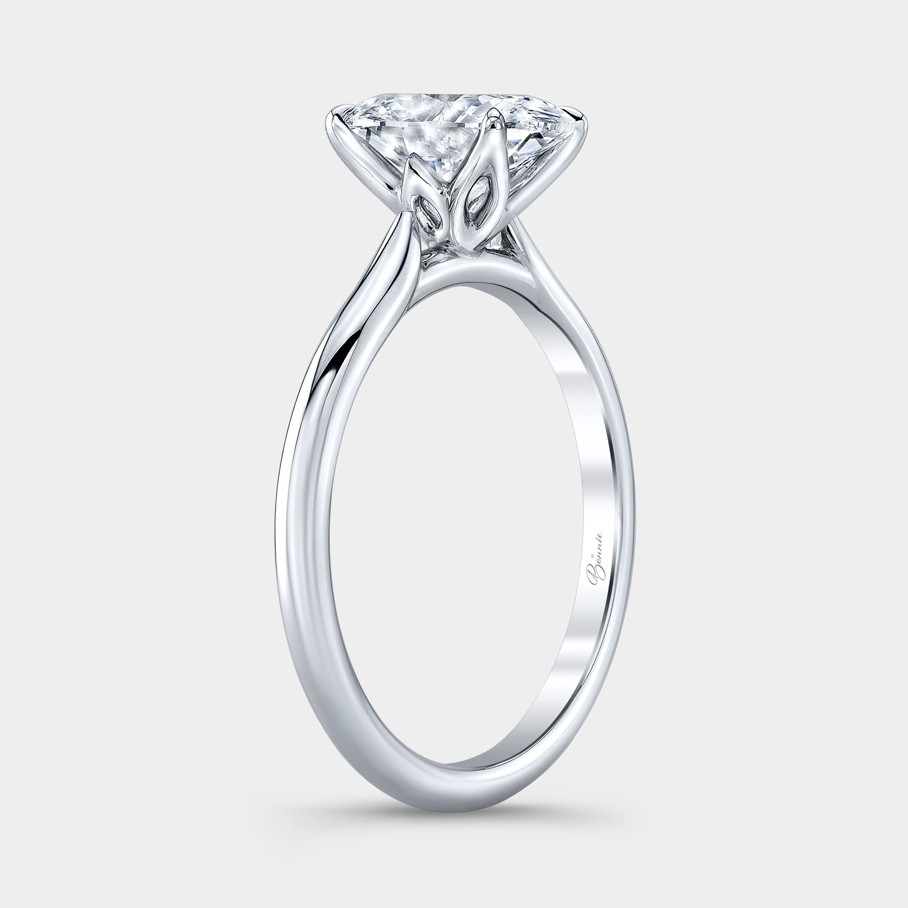 Oval Diamond Tulip Cathedral Solitaire Platinum Engagement Ring – By ...