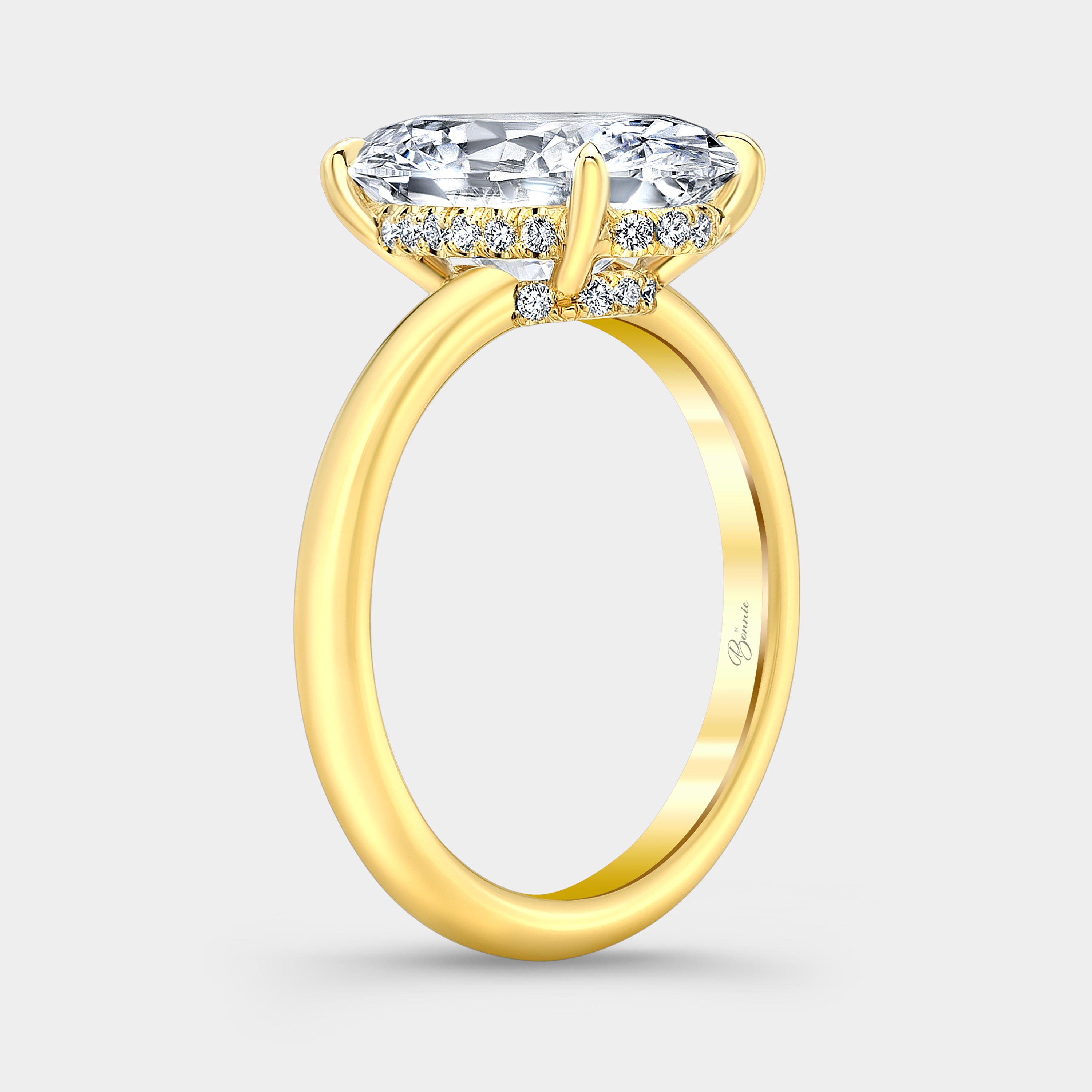 The Hailey Oval Solitaire Yellow Gold Engagement Ring – By Bonnie Jewelry