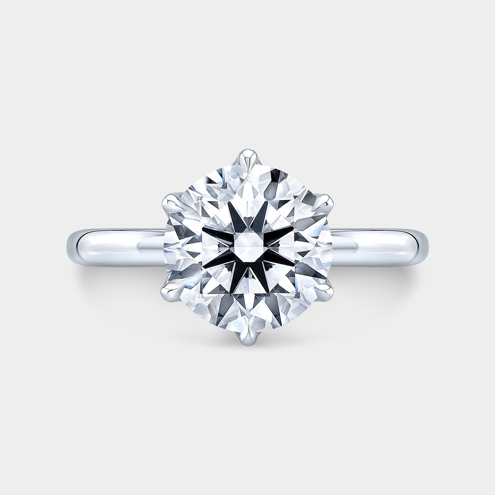 Round Diamond Tulip Diamond Bridge Solitaire Platinum Engagement Ring ...