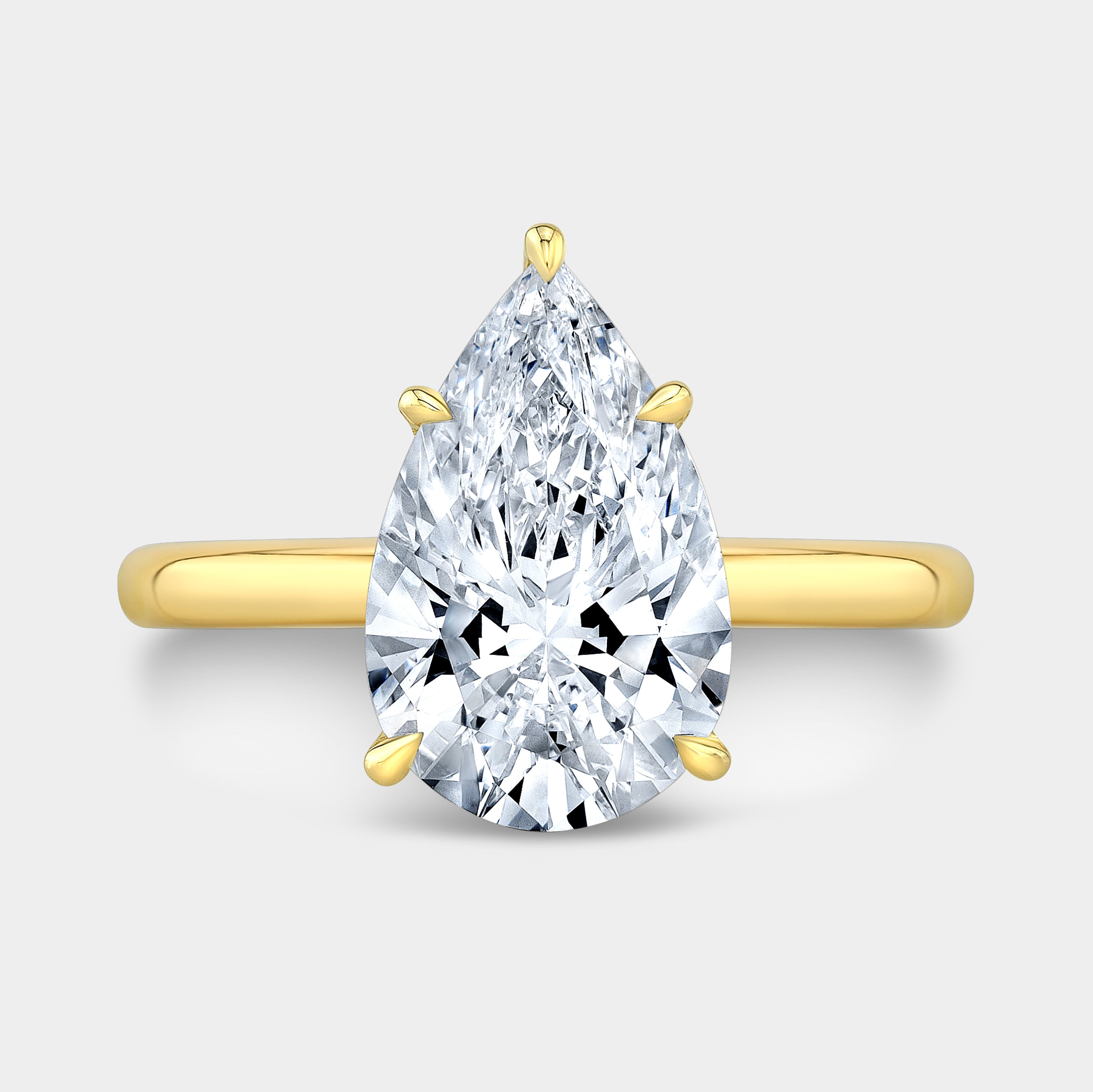 Pear Diamond Hidden Halo Solitaire Yellow Gold Engagement Ring – By ...
