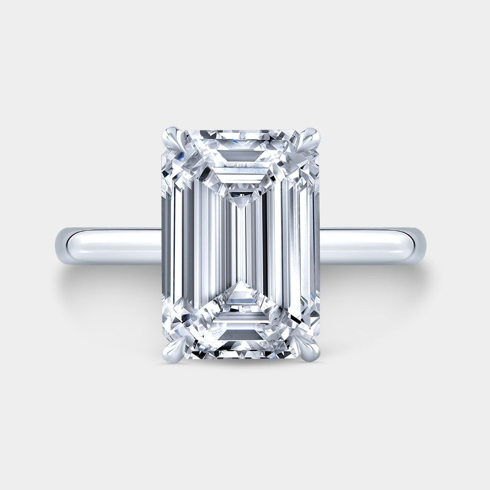 4.06ct Emerald Diamond Solitaire Platinum Engagement Ring – By Bonnie Jewelry