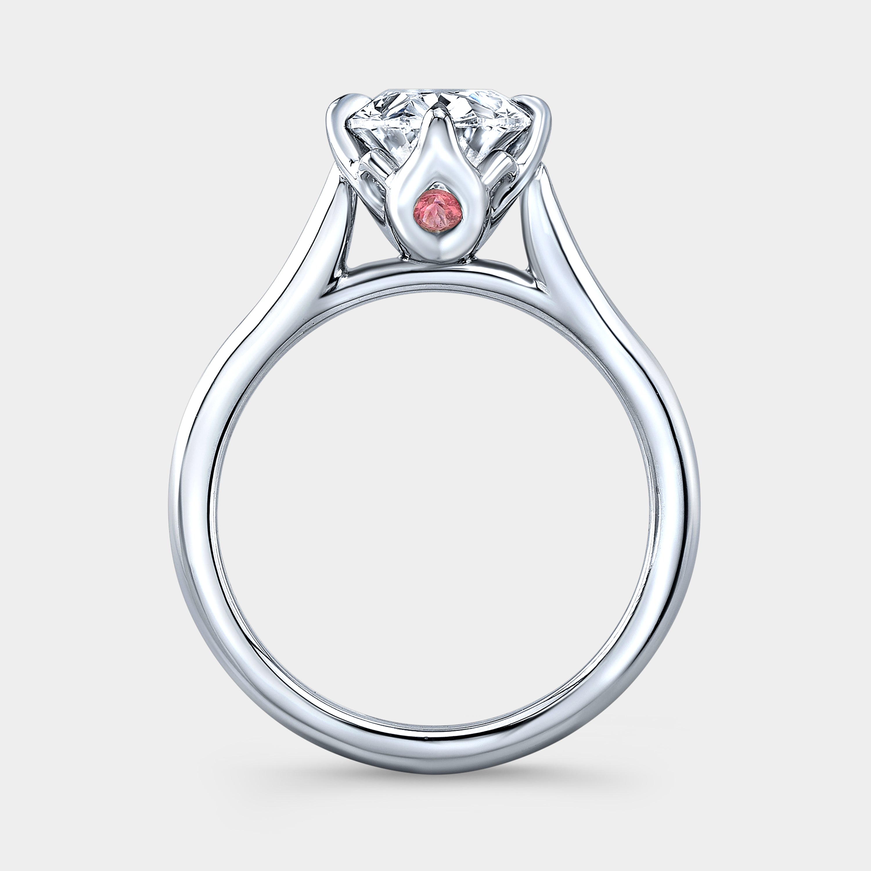 Oval Diamond North South Cathedral Tulip Solitaire White Gold Engageme ...
