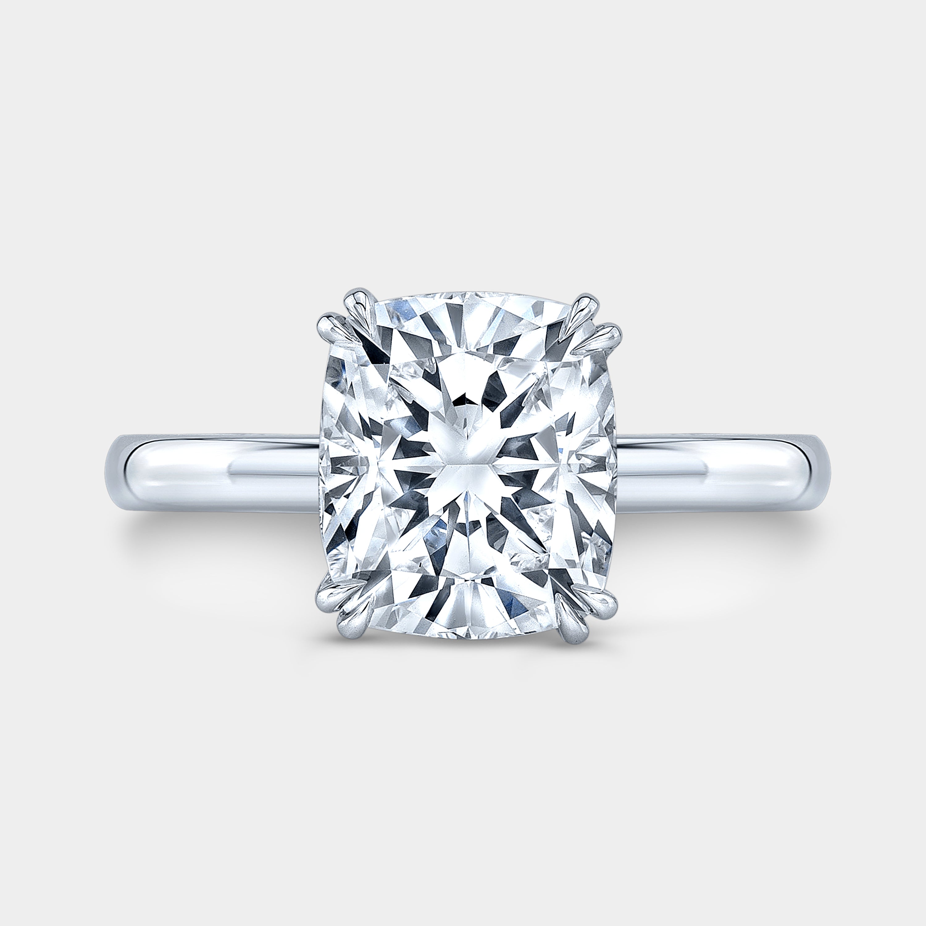 Cushion Diamond Double Prong Hidden Halo Solitaire Platinum Engagement ...