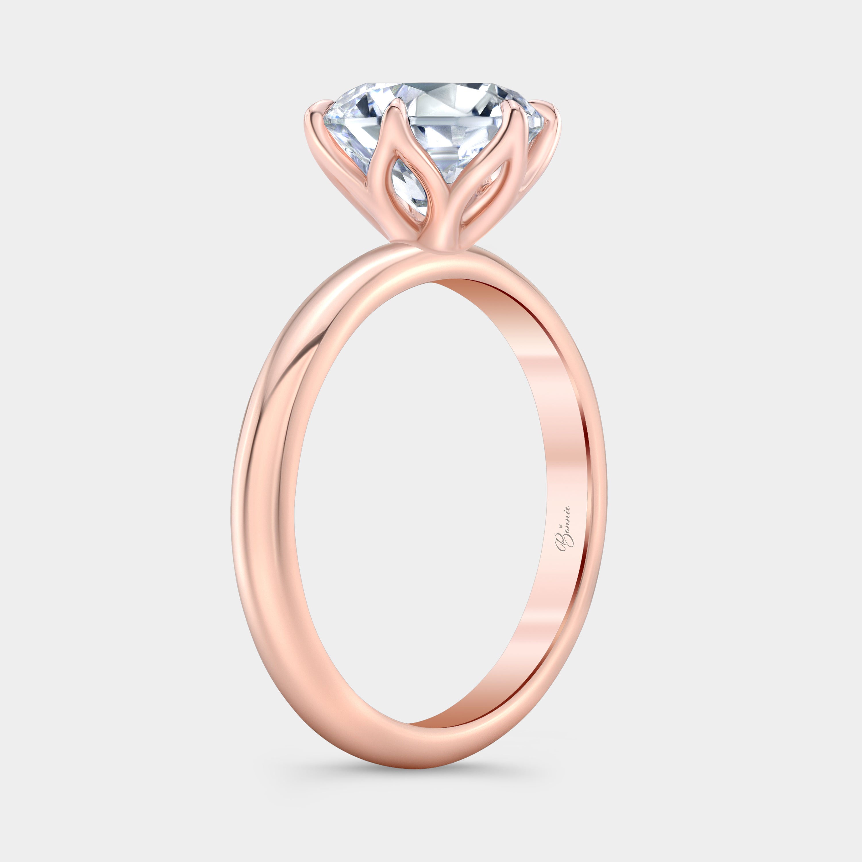 Round Diamond Tulip Solitaire Rose Gold Engagement Ring – By Bonnie Jewelry